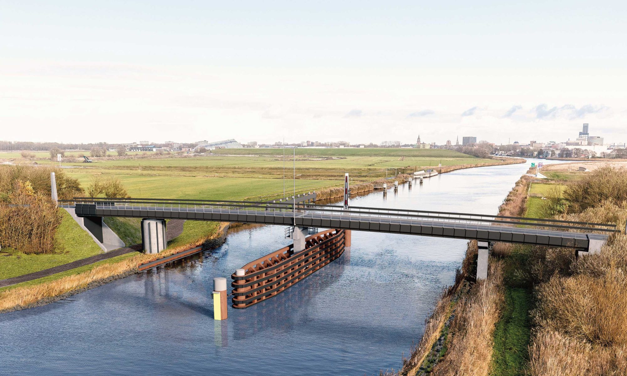 Fryslân gets a 66 metre-long moveable bicycle bridge made from ...